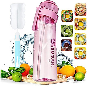 Air Up Water Bottle, 650ML Fruit Fragrance Water Bottle with 4/7 Air Up Flavour Pods, 0% Sugar Water Cup BPA Free, Sports Water Cup Suitable for Gym and Outdoor Sports (Pink+7 Pods+Brush)