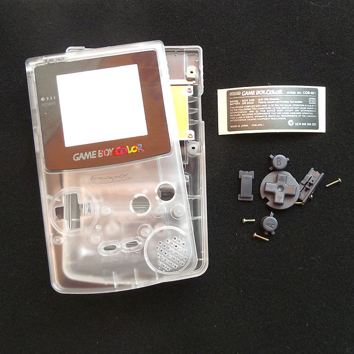 Replacement Full Housing Shell Case Cover Pack with Buttons Screwdrivers for Game boy Color GBC Repair Part - Clear White