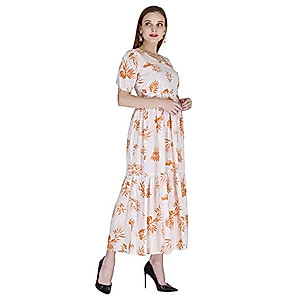 MESMERIICAL Women's Yellow Cotton Printed India Anarkali Kurta (as1, alpha, m, regular, regular)