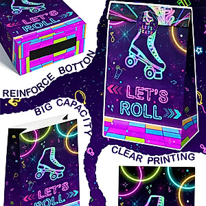 Outego 24 Roller Skating Goodie Bags Glow Party Birthday Bags, Skate favor Bags, Glow Roller Skating Party, Neon Party Supplies