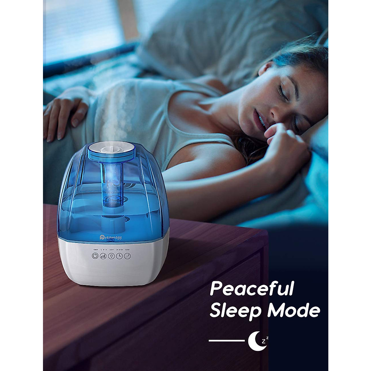 Cool Mist Humidifier - 4.5L Ultrasonic Humidifiers for Bedroom, Quiet Humidifier Large Room with 3 Mist Levels, Sleep Mode, Smart Timer, Night Light, All Night Moisture Humidifier for Baby Home Office