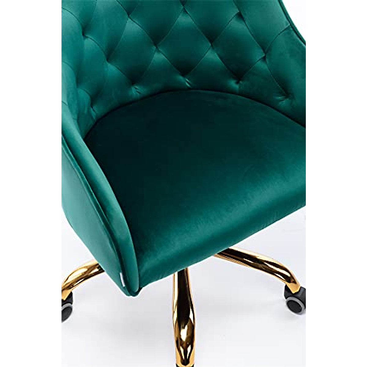 KUIKUI Velvet Desk Chair, Modern Office Chair, Wheels Swivel Height Adjustable Swivel Task Chair for Home Office,Green