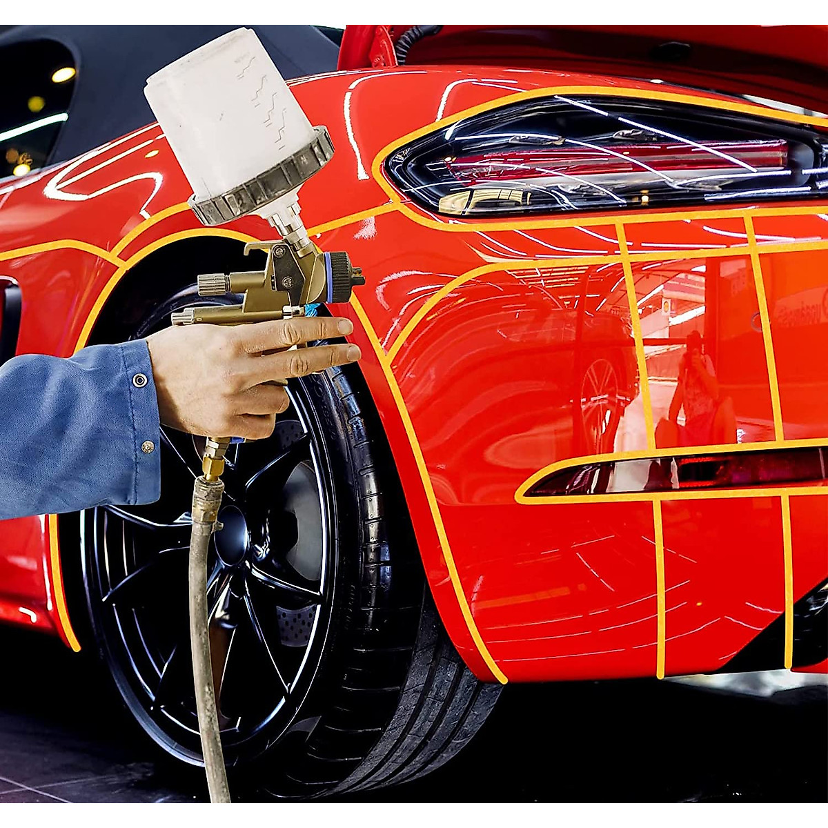 6 Rolls Fine Line Tape, Automotive Yellow Painters Tape 1/16, 1/12, 1/8, 1/4, 1/2 and 3/4 Inch x 52 Yard, Fineline Masking Tape for Car Vehicles Auto Paint Art