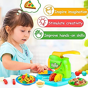 39Pcs playdough Toys Sets for Kids,Play Kitchen Creations Accessories Play Dough Tools Kit Noodle Ice Cream Maker Playset Pretend Play Food Play Dough Sets for Kids Ages 3 4 5 6 7 Birthday