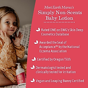 Earth Mama Simply Non-Scents Baby Lotion | Fragrance-free with Organic Calendula + Rooibos for Sensitive Skin, 8-Fluid Ounce