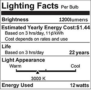 BR30 Led Flood Light Bulbs Indoor Outdoor, 12W=100W, 3000K Warm White, 1200 Lumens, E26 Base Recessed Can Light Bulbs, Not Dimmable, (4-Pack)