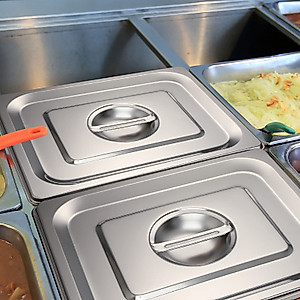 8 Pack Steam Table Pan Lids Solid Hotel Pan Covers Bulk 304 Stainless Steel Roasting Food Tray Lids with Handle for Restaurant Buffet Catering (12.8 x 10.4 Inch, 1/2 Half Size)