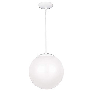 Sea Gull Lighting 6020-15 Leo Globe Pendant Hanging Modern Fixture, One - Light, White