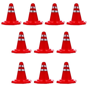 TOYANDONA 10Pcs Mini Traffic Cones Plastic Traffic Cones Mini Road Parking Signs Roadblock Toy for Construction Theme Party Favors
