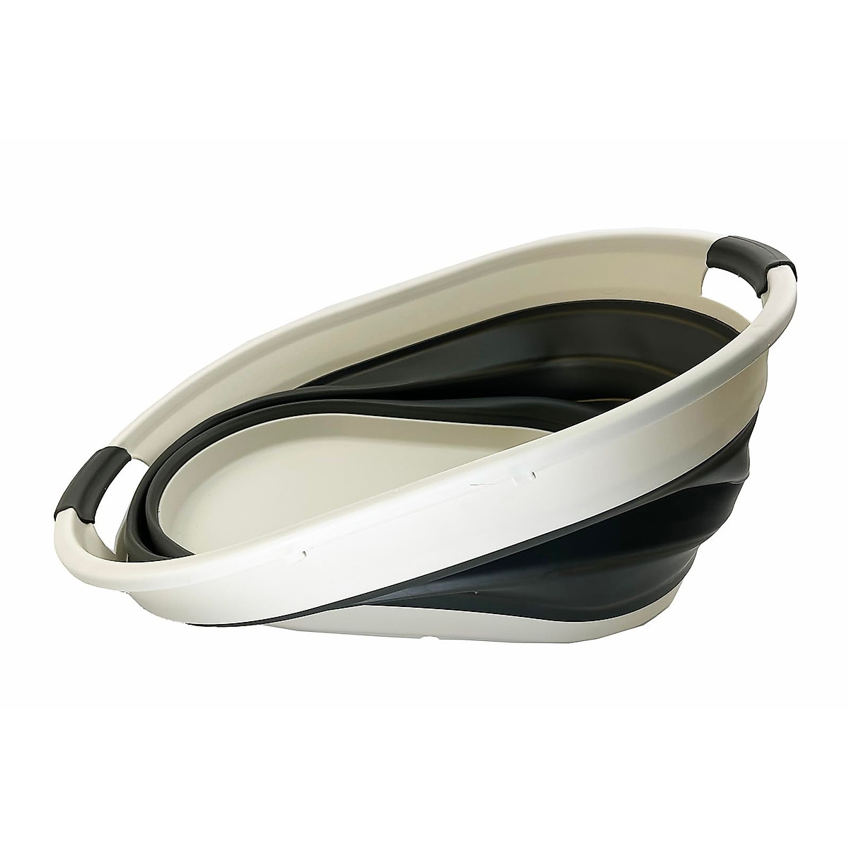 SAMMART 39L (10.3 gallons) Collapsible Plastic Laundry Basket - Foldable Washing Tub - Easy Storage & Pop Up Saving (Grey/Washed Black)