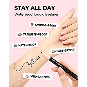 AMTS x True Beauty Edition Waterproof Liquid Natural Black Eyeliner | Kiss Your Eyes K-Beauty | Micro Thin Tip, All-Day Wear, Sweat-proof, Easy Glide, Fast Drying, Long Lasting