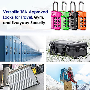 TSA Approved Travel Luggage Locks, Open Alert Combination Lock for School Office & Gym Locker,Toolbox, Pelican Case,Easy Read Dials- 1, 2 & 4 Pack (1, Black 2 Pack)