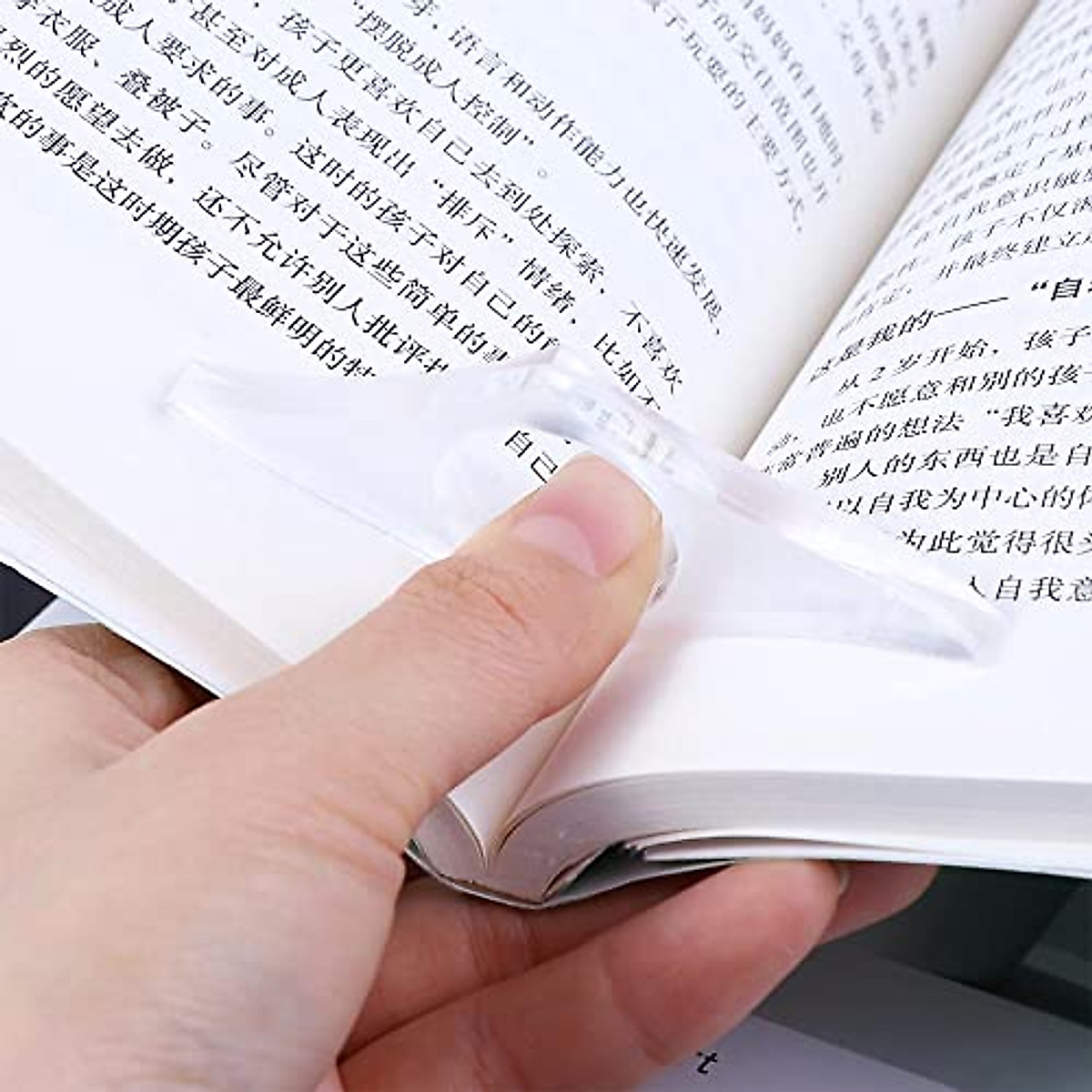 Transparent Thumb Bookmark -Clear Page Spreader,Acrylic Thumb Ring Page Holder,Thumb Thing Book Page Holder and Bookmark,Gift for Readers(L)