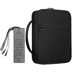 FINPAC Black Bible Cover w/Bible Verse Bookmarks for Women Men