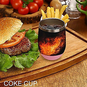 WYUSPGK 304 Stainless Steel Insulated Cup, Roaring Flame Print Smooth Rim, Durable & Reusable - Perfect for Office, Home, And Travel