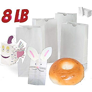 8 lb white paper bags 500/Bundle white lunch bags Great for Grocery/Lunch Bags 8 Pound White Paper Bag - Pack Of 500 (8 lb)