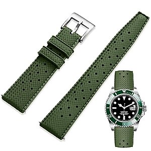 Niziruoup FKM Rubber Watch Strap Quick Release Tropical Style Fluororubber 18mm 20mm 22mm Soft Breathable Durable FKM Rubber Watch Band Universal Replacement Band Strap for Men Women