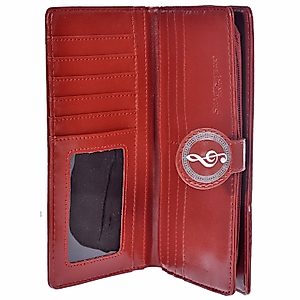 Shag Wear Piano Symphony Large Wallet for Women and Teen Girls Vegan Faux Leather Red 7"