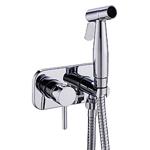 TRUSTMI Toilet Concealed Hot and Cold Bidet Spray Set, Brass Hand Held Warm Water Sprayer Shattaf,Chrome