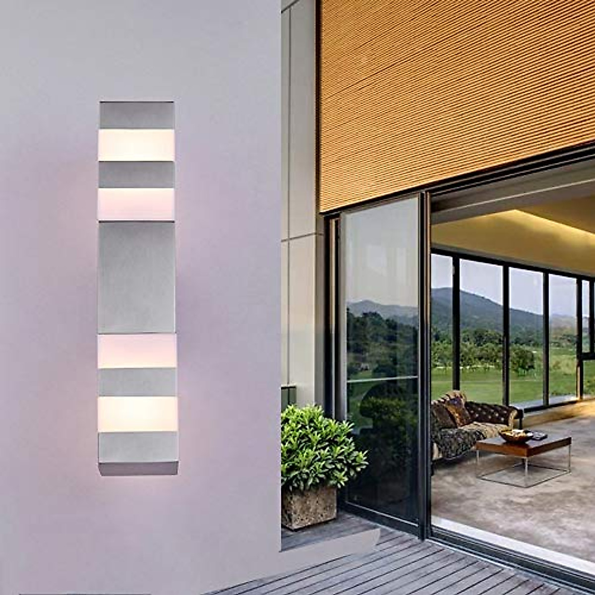 PEHUB 10W LED Outdoor Wall Light Fixture, Stainless Steel Exterior Wall Mounted Sconce, Outdoor Wall Lamp Up/Down Lights Wall Mount Light, patio balcony garden waterproof wall lantern Exterior Light F