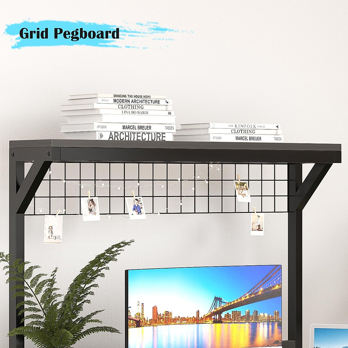 Computer Desk with Hutch and Storage Shelves, Home Office Study Writing Desk, Small Computer Desk for Small Space, Laptop Desk with Keyboard Tray for Bedroom