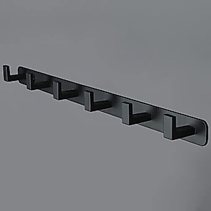 Vanloory Coat Rack, Heavy Duty Stainless Steel 4 Tri Coat Hook Hanger, Wall Mounted Storage Wall Hook, Rustic Clothes Hook/Key Hook Rail for Bathroom Kitchen Entryway(6 Hook Black)