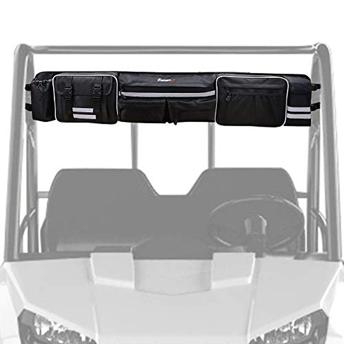 UTV Large Roll Cage Bag Roll Bar Overhead Storage Organizer Cargo Bags with Reflective Strip Compatible with Ranger RZR Pioneer Talon