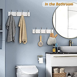 AMADA HOMEFURNISHING Coat Rack Wall Mount 2 Pack, Coat Hooks Wall Hooks Coat Hangers for Wall, Hat Racks Hooks for Hanging Coats Wall Mounted, White