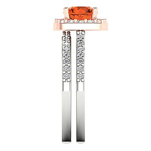 Clara Pucci 2.25ct Round cut Custom Engraving Halo Red Faux Diamond Engagement Ring Band Wedding Bridal Set 14k White Rose Gold 7.5