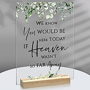 Rustic Wedding Decorations Sympathy Gift in Loving Memory Wedding Sign 7.87 x 5.91 Inch Acrylic Wedding Memorial Sign with Wood Place Card Holder for Anniversary Reunion Ceremony Reception Remembrance