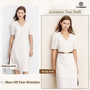 TRIWORKS 4 Pack Women's Elastic Skinny Belt Fashion Alloy Buckle Stretchy Thin Waist Belts for Dresses Black/Brown/White/Beige