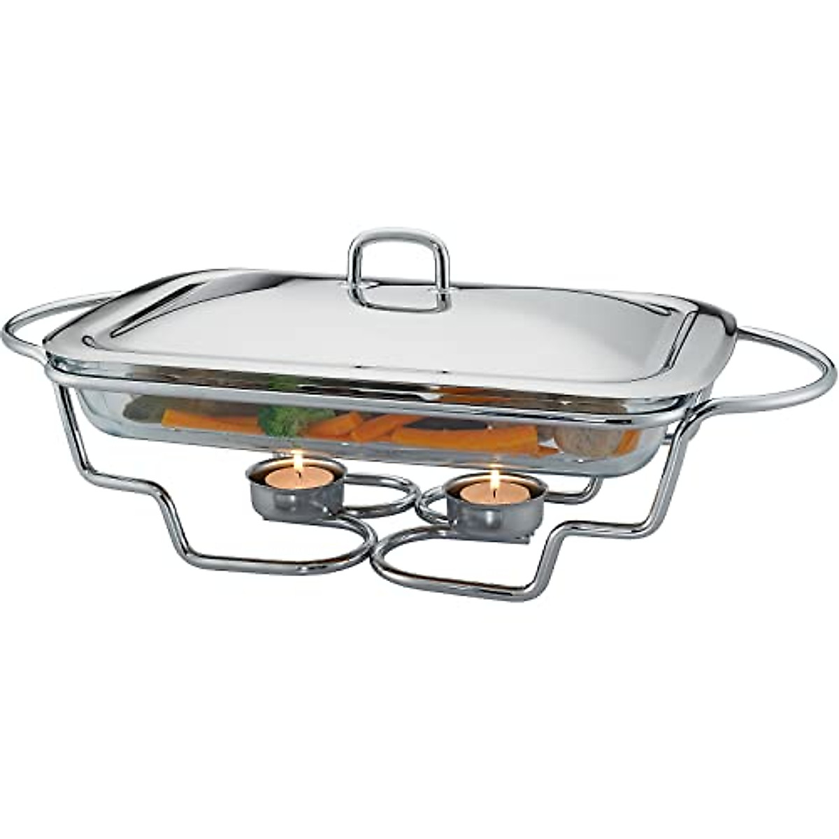 Galashield Chafing Dish Buffet Set Warming Tray with Lid Stainless Steel Buffet Server and Oven Safe Glass (3-Quart)