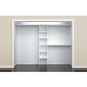 ClosetMaid SuiteSymphony Wood Closet Organizer Kit with Tower, 3 Hang Rods, Top Shelves, Adjustable, Fits Spaces 5 - 9 ft. Wide, Pure White