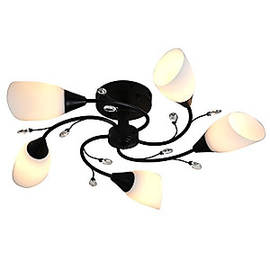 Semi Flush Mount Ceiling Light Fixture - FINXIN FXCL22 Modern Black Painting Pendant Light for Bedroom,Hallway,Kitchen and Dining Room (Black)