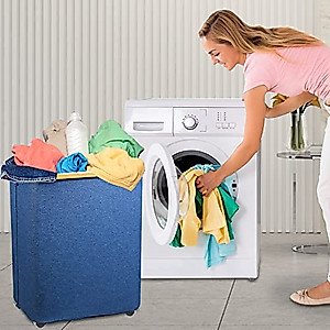 72L Laundry Hamper with Lid - Large Collapsible Laundry Basket with Wheels, Rolling Dirty Clothes Basket for Bedroom, Laundry Room, Closet, Bathroom, College