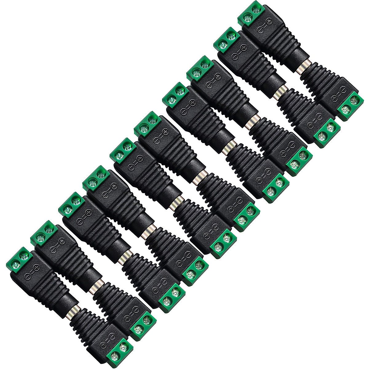 DAYKIT 10 Pairs 12V Male+Female 2.1x5.5MM DC Power Jack Plug Adapter Barrel Connector for CCTV Security Camera Led Strip