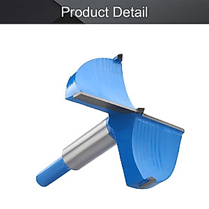 Auniwaig Forstner Drill Bits, 75mm Dia Wood Hole Saw, Auger Opener Cemented Carbide, 80mm Length Woodworking Hinge Hole Drilling Boring Bit Cutter, Hex Shank, Blue, 1 Pcs