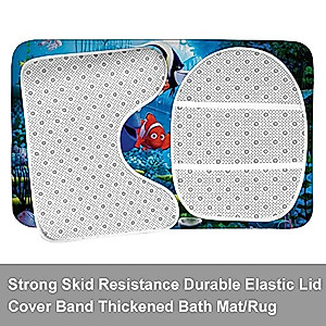 GEHIYPA Four-Piece Bathroom Shower Curtain Non-Slip Bath mat, Including Square Non-Slip Floor mat, U-Shaped mat, Toilet lid Cover mat, and a Shower Curtain(4-Piece Set)
