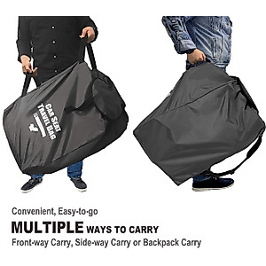 Car Seat Travel Bag for Air Travel - Profaster Airplane Carseat Gate Check Bag Backpack, Fold with Attached Carry Bag, Gray