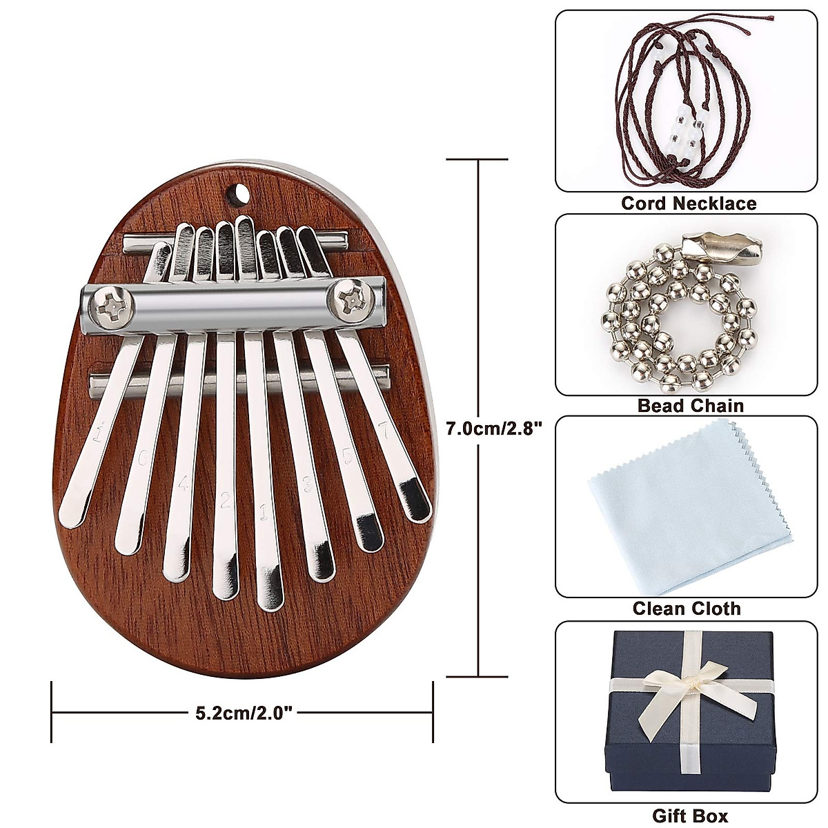 Mini Kalimba 2 Packs with Case, Fixm 8 Keys Finger Thumb Piano Great Gifts for Kids, Adults and Beginners