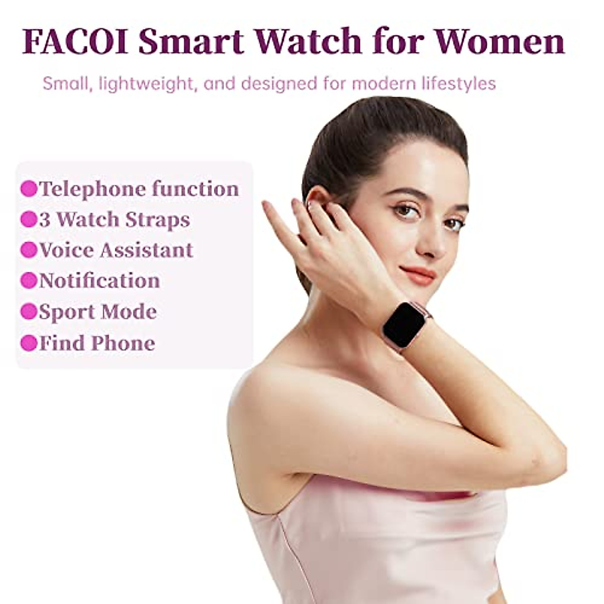 FACOI Android Smart Watches for Women - Smart Watch for iPhone Compatible Android Phones Gifts for Moms,Activity Fitness Tracker with Answer Call Stainless Band Heart Rate SpO2 Sleep Tracker