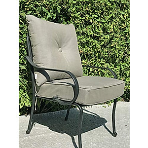 RULU Patio Cushion Outdoor/Indoor Sunbrella, Seat 22x22x6 inch + Back 23x23x7 inch, 2 Piece Set, Cast Ash