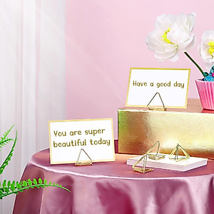 24 Pieces Triangle Shape Table Place Cards Holder Sturdy Place Card Holder with 24 Pieces Beautiful Escort Cards with Foil Border Wedding Name Cards for Table Place Card for Weddings (Gold)