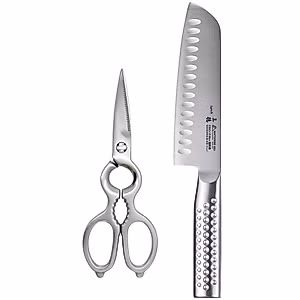 MATTSTONE HILL SINCE 1979 Kitchen Knife Set - 7" Santoku Knife & Kitchen Shears, Asian Chef Knife, Heavy Duty Kitchen Scissors, Poultry Shears