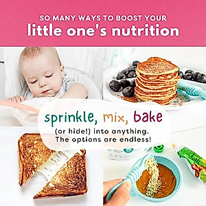 Tiny Sprouts Foods Organic Superseed Boosters with VITAMIN D + PROBIOTICS High OMEGA 3s Fiber Protein Iron Magnesium Designed for Babies Toddlers & Kids Gluten-free Vegan Non GMO (7oz x 4Variety Pack)