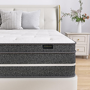 Hohamn Full Size Mattress, 14 Inch Hybrid Mattress in a Box, Full Mattress Foam and Individually Wrapped Pocket Coils, Soft and Breathable, Pressure Relief, Strong Edge Support, Medium Firm