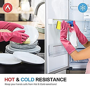 DABOGOSA Mamison 2 Pairs Reusable Waterproof Household Dishwashing Cleaning Rubber Gloves, Non-Slip Kitchen Glove(Medium)