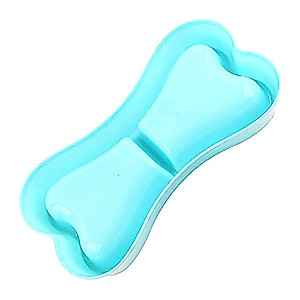 FUUIE Bowls for Food and Water 1PC Bone Shape Pet Dog Bowl Plastic Portable Durable Puppy Pet Feeding Bowl Double Fashion Solid Cat Feeding Bowls Pet Supplies (Color : Blue)