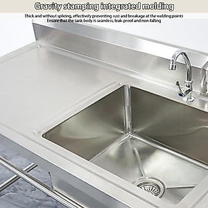 Commercial Stainless Steel Worktop with Sink,Stainless Steel Utility Sink,Free Standing Single Bowl Kitchen Sink Set Water for Farmhouse, Bathroom,Bar,Laundry Room,Adjustable Feet