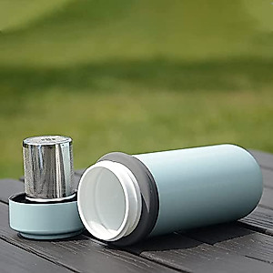 Vacuum Insulated Water Bottle,9Oz Double Wall Insulation Stainless steel Thermos Cup with Ceramic Liner Keeps Beverage Hot or Cold for 6 Hours, Tea Coffee Travel Tumbler Mug with Infuser (Blue)